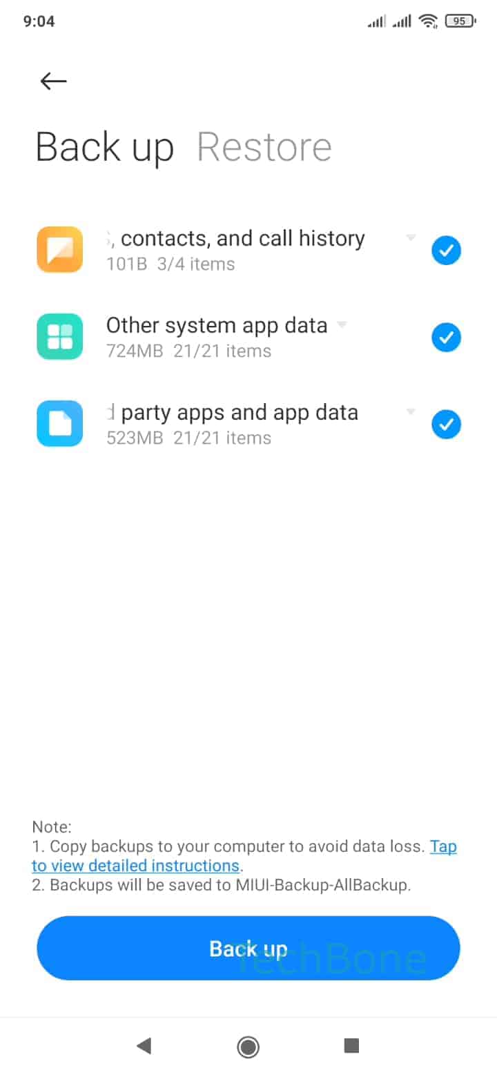 How to restore backup - Xiaomi Manual | TechBone